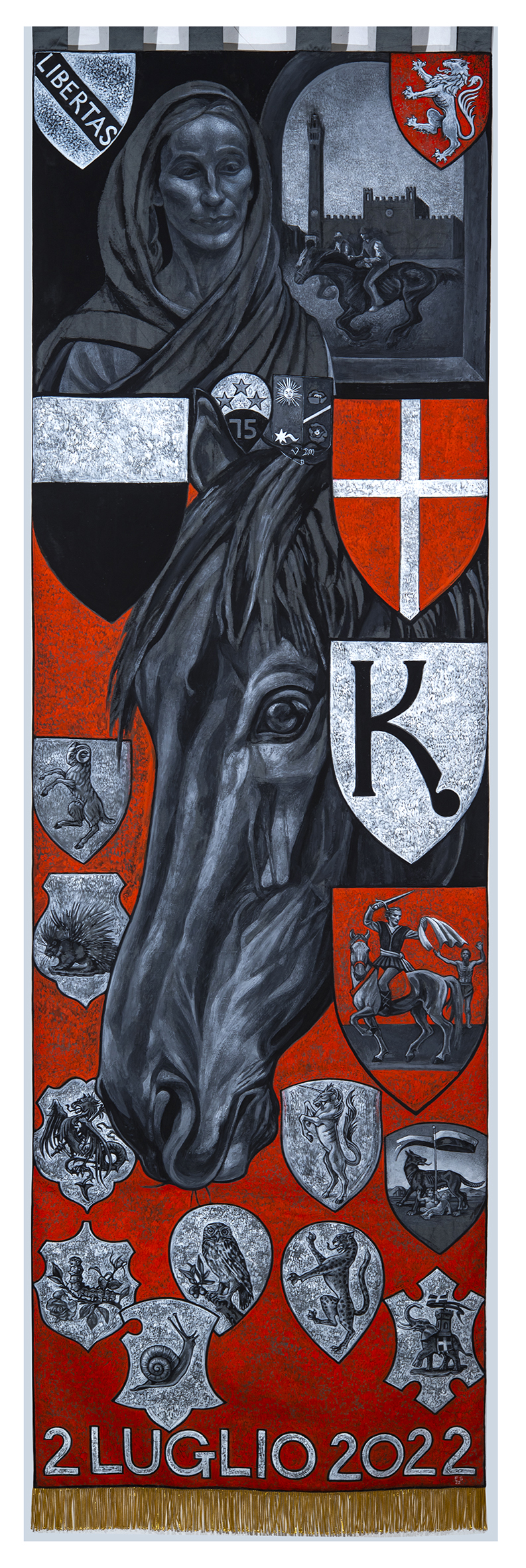 Palio 2 luglio 2022: svelato il Drappellone di Emma Sergeant | RadioSienaTv